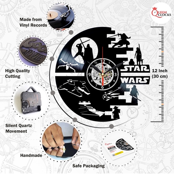 QueenClocks | Wall Decor | Star Wars Vinyl Clock Darth Vader Decor ...